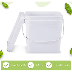 Suzile 10 Pcs 1 Gallon Square Bucket with Lid Food Grade Plastic Bucket 4.5L Utility Industrial Pail with Handle Container for Food Oil Tub Water Fishing Paint House Cleaning Car Washing
