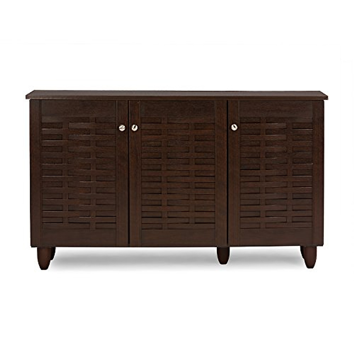 Baxton Studio Wholesale Interiors Winda Modern and Contemporary 3-Door Dark Brown Wooden Entryway Shoes Storage Cabinet