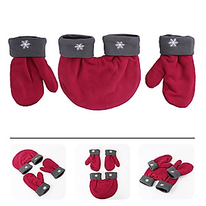 Couple Lovers Winter Thicken Warm Glove Sweethearts Christmas Couples Mittens 3pcs Gloves, Red, Medium