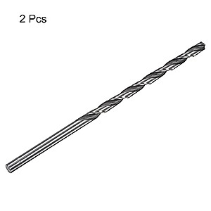 uxcell HSS(High Speed Steel) Straight Shank Jobber Twist Drill Bit 6.5mm Drill Diameter Extension 160mm Length for Hardened Metal Woodwork Plastic Aluminum Alloy 2 Pcs