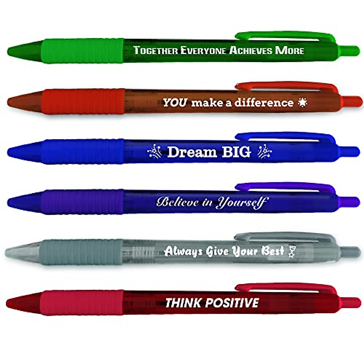 Greeting Pen Employee Appreciation Translucent 12 Pen Set with Team Building Quotes, 6 Designs 46010