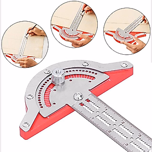 Woodworkers Edge Rule, Marking Tools Angle Measure , 0-70 Degree Stainless Steel Adjustable Protractor Angle Finder Ruler,for Drawing and Carpentry Construction 15inch .