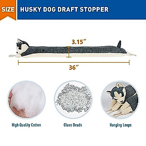 MAGZO Under Door Draft Stopper 36 inch, Cute Husky Dog Door Draft Blocker Sound Noise Cold Air Wind Dust Proof Energy Saving…
