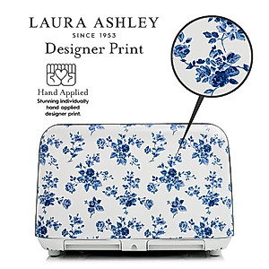 VQ Laura Ashley China Rose Stainless Steel 4 Slice Toaster | Bagels & Bread Toasters 4 Slices Wide Slot with Adjustable Heating & Defrost Mode | Grille Pain 4 tranches with Croissant Warming Rack