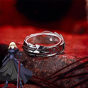 Anime Fate Stay Night Ring Necklace/Ring Black Saber Armour Cosplay Adjustable Opening Jewelry Prop Accessories Christmas Gift Set
