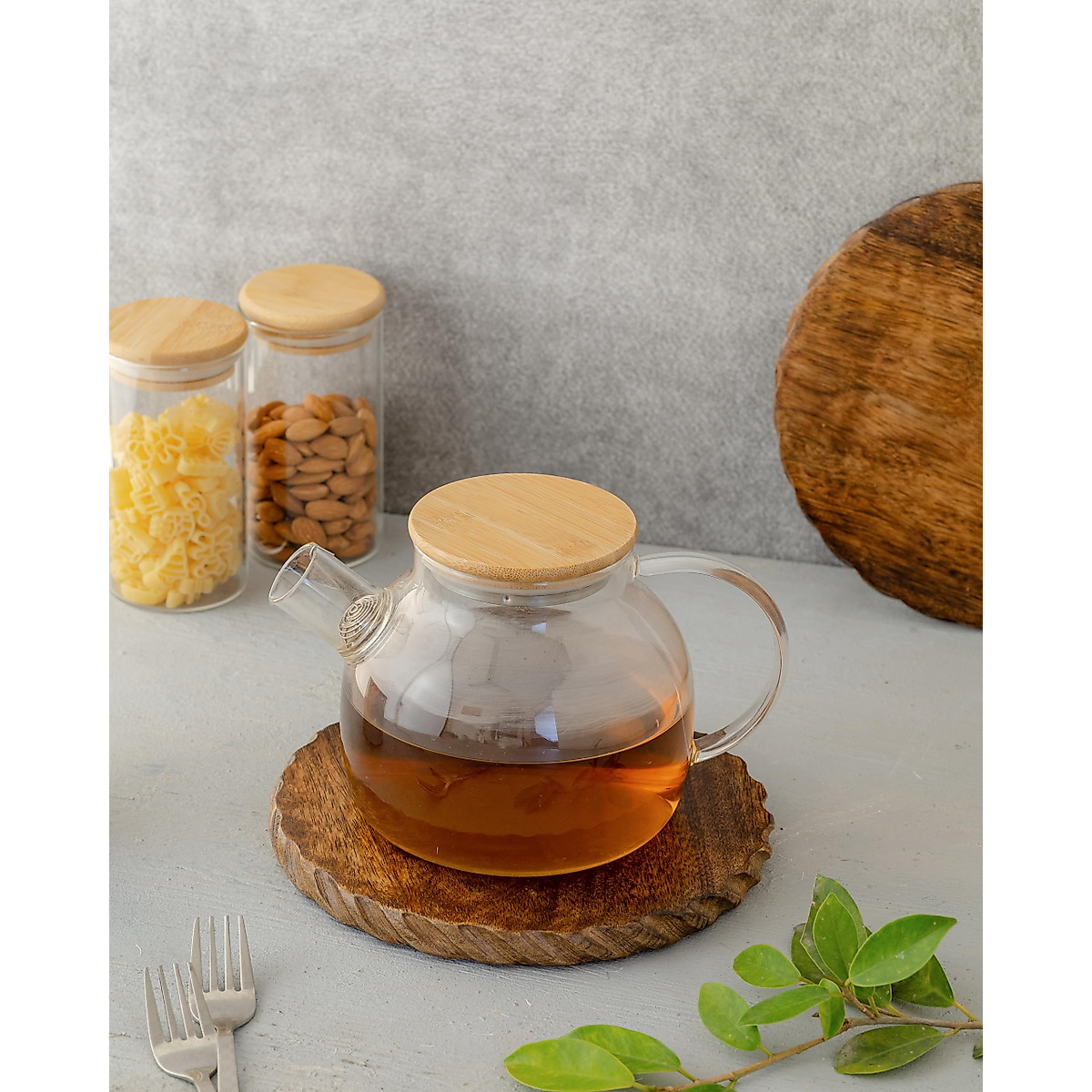 Wooden Trivets for Hot Dishes, Pots, Teapot and Pans (Set of 2) | 8'' Round Trivets with Bark, Heat Resistant Decorative Coasters Thanksgiving, Mothers Day Decor for Table, Kitchen Countertops