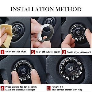Murimt 2 Pack Crystal Rhinestone Bling Car Push Start Button Accessories,Girly Car Accessories for Women，Push to Start Button Cover/Sticker, Key Ignition & Knob Ring (Black)
