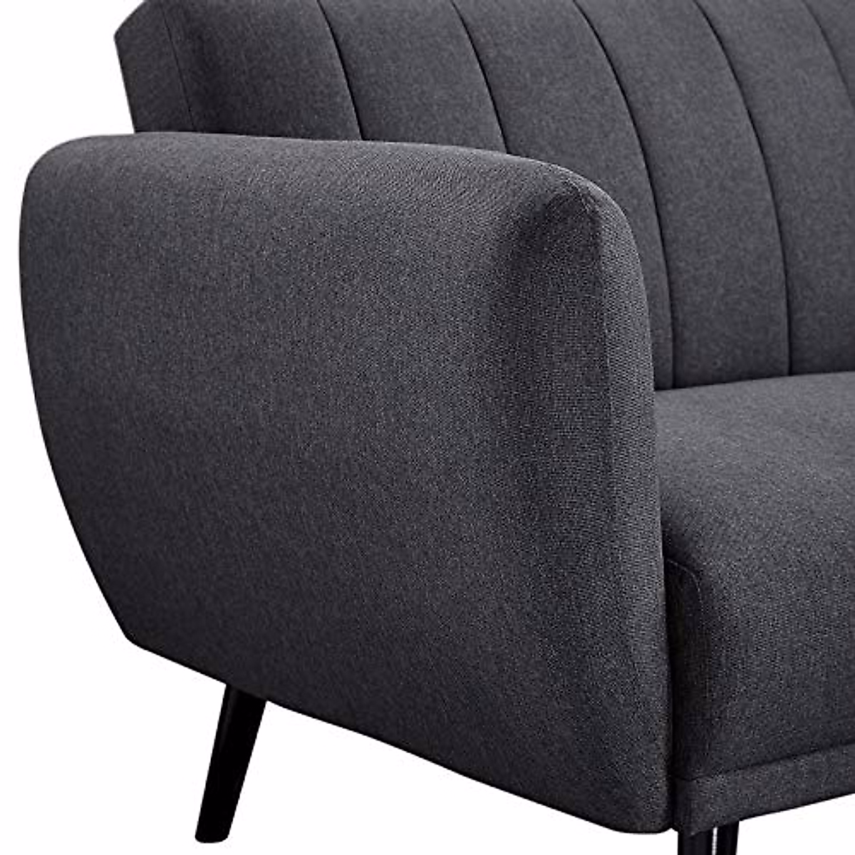 Yaheetech Convertible Sofa Bed with Wooden Legs Polyester Upholstery Futon Ribbed-Tufted 3-Seater Sofa Bed for Limited Space/Small Apartment/Guest Room Gray
