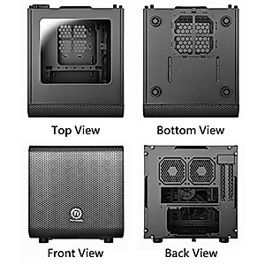 Gigabyte A520I AC & Thermaltake Core V1 SPCC Mini ITX Cube Gaming Computer Case Chassis, Interchangeable Side Panels, Black Edition, CA-1B8-00S1WN-00