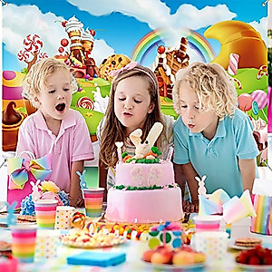 Donut Candy Birthday Party Backdrop Banner, Christmas Large Fabric Sweet Donut Candy Backdrop for Candy Party Decoration, Sweet Cartoon Landscape Baby Shower Background Photo Props, 72.8 x 43.3 Inch