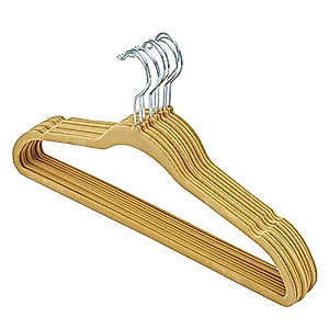Home Basics Velvet Clothes Hangers (Pack of 10), Camel Felt Hangers for Tops, Jackets, Dresses, and Pants | Contoured Hangers with Notches | Ultra-Thin Space Saving Clothes Hangers