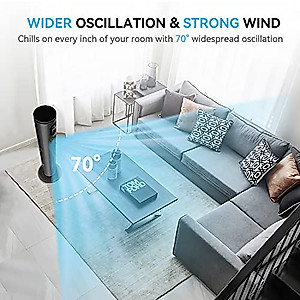 Aigostar Smart Tower Fan Oscillating Cooling Fan with Remote, Quiet Bladeless Standing Fans for Home Bedroom, 24H Timer 3 Speeds 3 Modes LED Display WiFi Voice Smart Control, Works with Alexa/Google