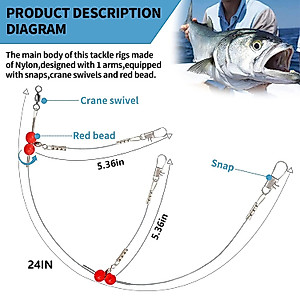 YOTO Fishing Leaders,Stainless Steel Tackle Rig with Tackle Lure Swivels Snaps, Saltwater rig Wire Leader Fishing Leader Wire Bottom rigs for Saltwater