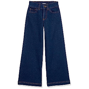Amazon Essentials Girls' Wide Leg Jeans, Dark Indigo, Medium