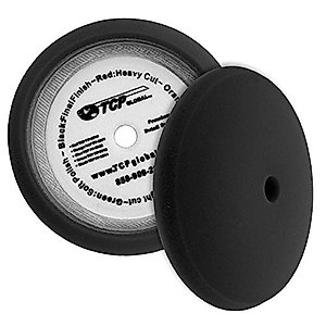 TCP Global 8" Black Extra Fine Foam Finishing Grip Pad Final Buff Polish Wax - Hook & Loop