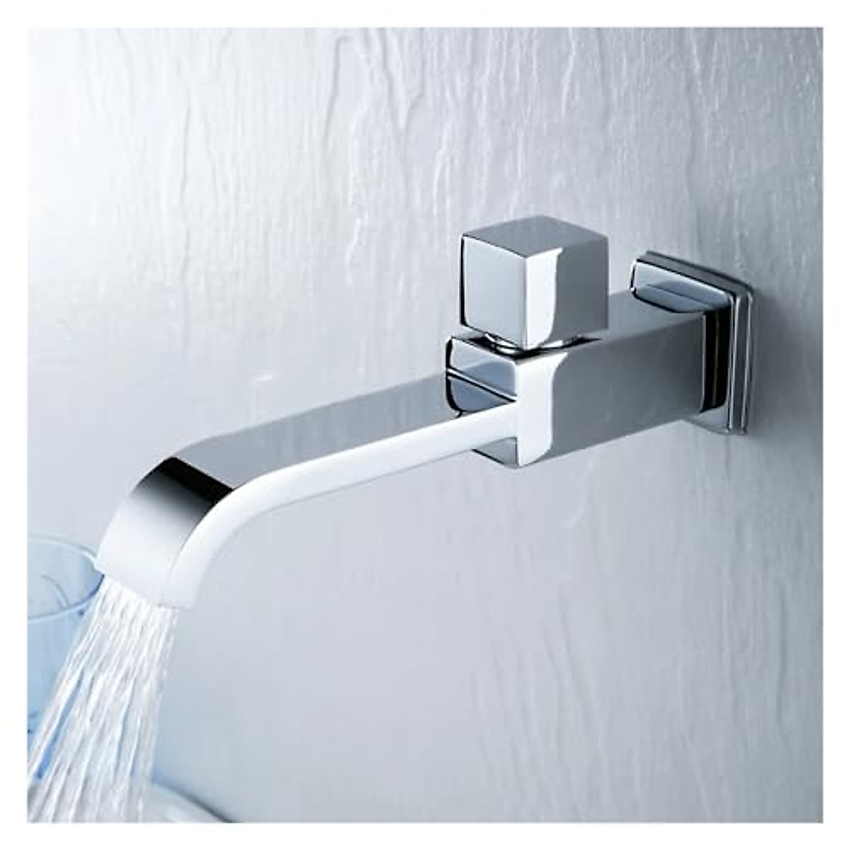 Wall Mounted Basin Faucet Brass Single Handle Tap Hotal Bathroom Accessories Single Cold Water Bath Black Silver Sink Faucets(Type 1 Black)