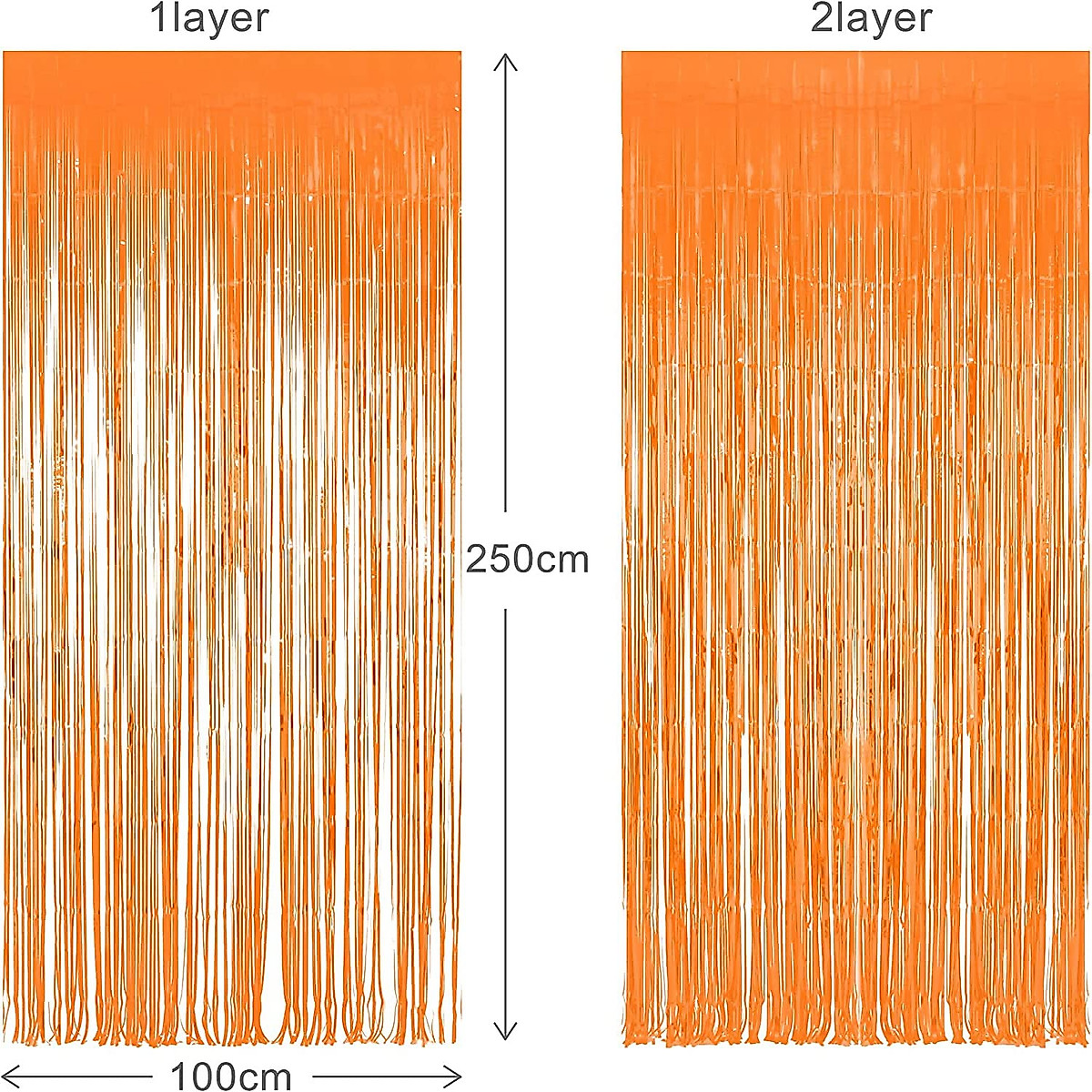 Foil Fringe Curtains Halloweens Party Decorations - Orange Tinsel Photo Backdrop Metallic Streamers for Birthdays, Fall, Pumpkin Theme, Thanksgiving, Basketball Party Decorations