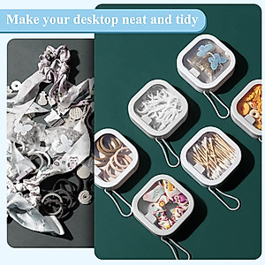 Kathfly 4 Pcs White Hair Tie Organizer Portable Hair Accessory Storage Containers Stackable Hair Tie Bobby Pin Holder Home Cotton Swab Dispenser Hair Accessories Jewelry Organizer Box