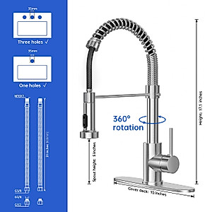 IBOFYY Brushed Nickel Kitchen Faucets Single Handle Commercial Kitchen Sink Faucet with Multifunctional Pull-Down Spout for Farmhouse RV Bar with 3 Hole Deck (Brushed Nickel)