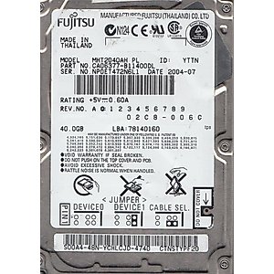 MHT2040AH-PL FUJITSU 40GB 2.5INCH IDE HARD DRIVE P/N: MHT2040AH-PL - FUJITSU