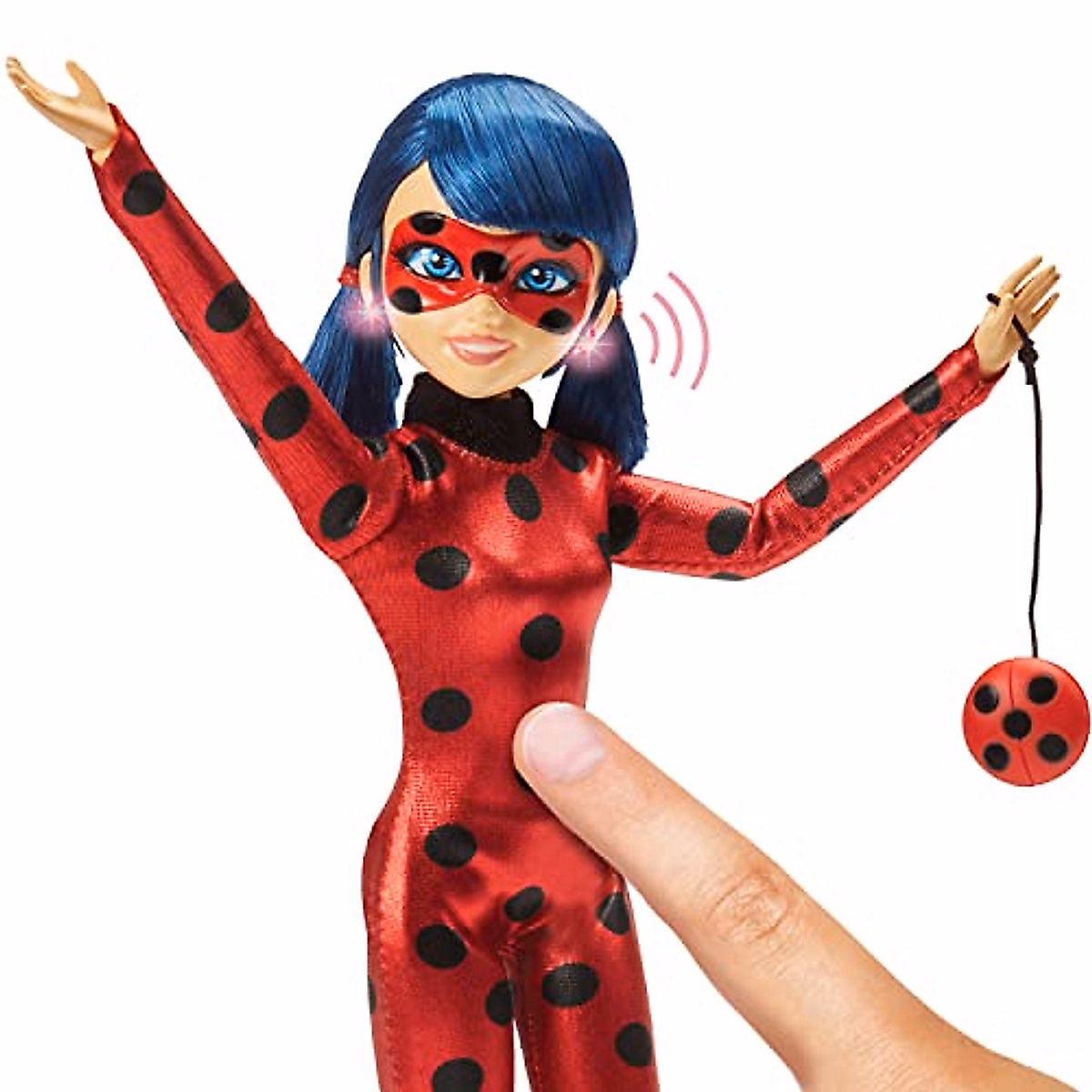 Miraculous Talk & Sparkle Ladybug Doll | 26cm Marinette Figure with Lights Sounds and Yoyo Accessory | Bandai Miraculous Ladybug Dolls Superhero Toys | Miraculous: Tales of Ladybug and Cat Noir Toys