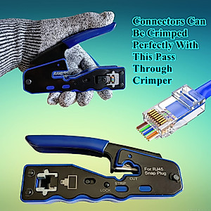 Gaobige 100-PACK RJ45 Pass Through Connectors, RJ45 Ends, Cat5 Cat5e Cat6 RJ45 Connectors for Solid Wire and Standard Cable - 100 Pack (1.1mm UnShielded RJ45 Pass Through Connector)