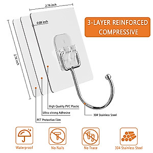 Furnibear Adhesive Hooks for Hanging 33lbs Heavy Duty Towel Coat Hooks Waterproof Self Adhesive Wall Hooks for Bathroom Shower Kitchen Door Home Improvement Utility Hook