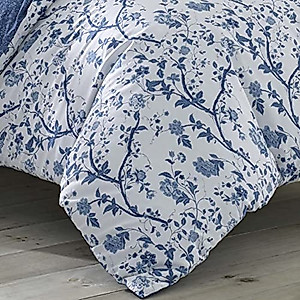 Laura Ashley Home Elise Duvet Cover Set, King, Medium Blue