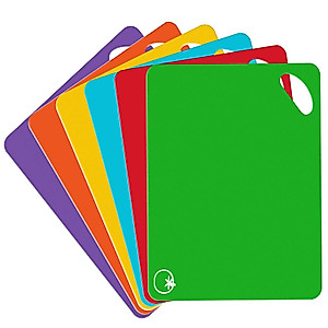 Heavy Duty Grip Flexible Cutting Board, NSF Plasitc Cutting Board Mats Set Better Use for Kitchen RV Bar BBQ, Thicker Chopping Board (1.2mm), BPA Free (Multi-color: Set of 6)