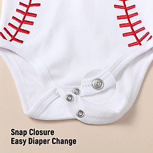 Chichoo Newborn Baby Boy Girl Bodysuit Baseball Sport Outfit Clothes Interlock 195 Gsm 0-24 Months (Baseball, 0-3 Months)