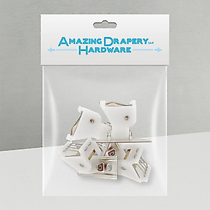 Amazing Drapery Hardware Large White Roman Shade Cord Lock with Dual Brass Wheels - Holds up to 5 Lift Cords, Suitable for Roman and Pleated Shades - 4-Pack