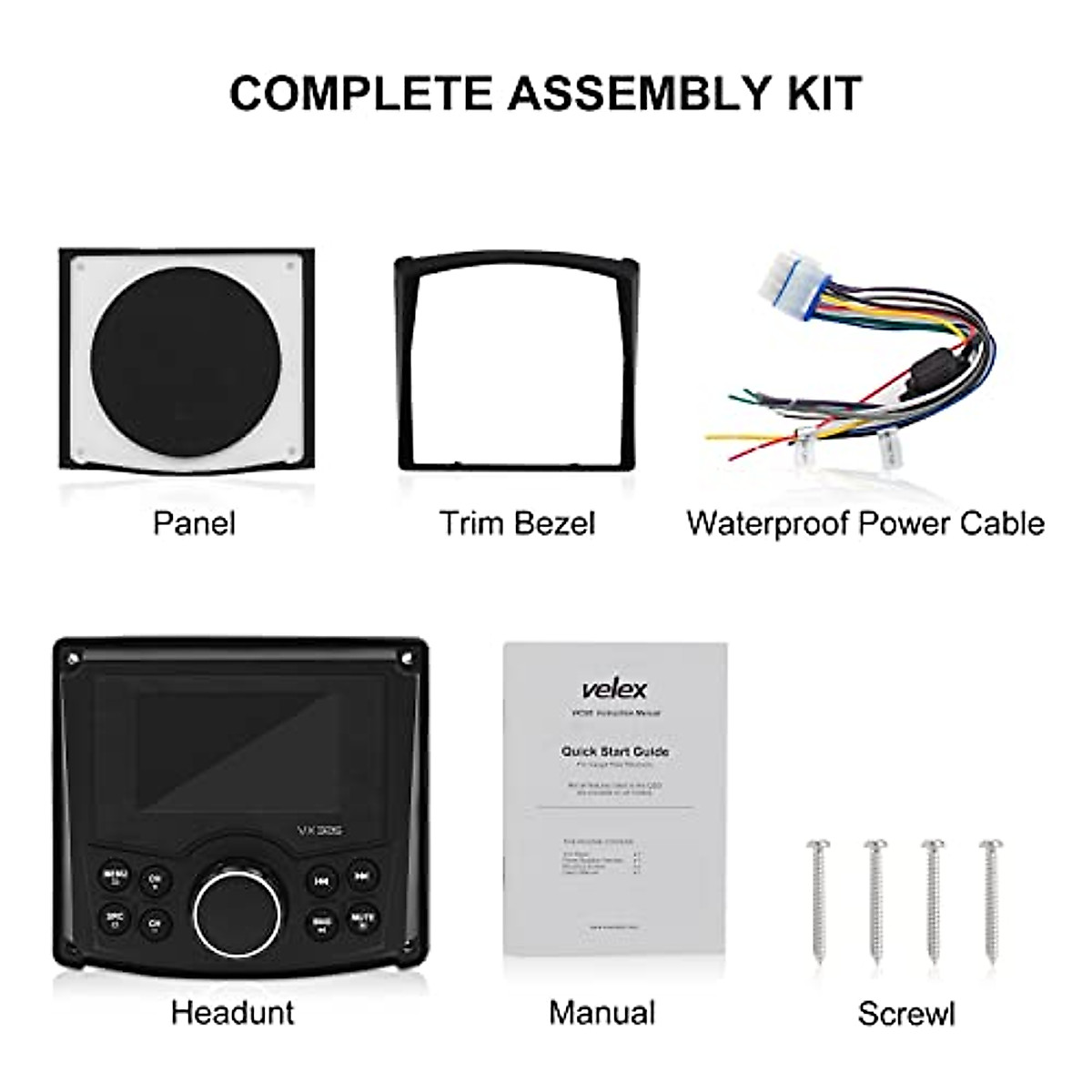 Herdio 3 Inches Marine Radio Bluetooth Waterproof, UTV Marine Stereo Receiver,Gauge Style Head Unit, Perfect for Marine,ATV, Boat, RZR