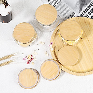 SBMKK Bamboo Lids for Mason Jars Regular Mouth, 2.8inch /70mm Natural Decorative Wood Mason Jar Lids for Storage (regular mouth 6X)