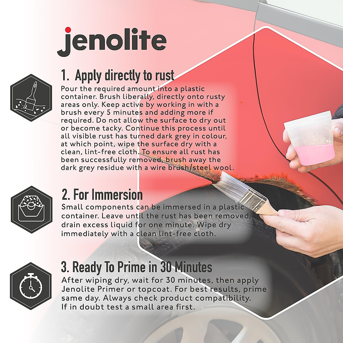 JENOLITE Rust Remover - Thick Liquid - Remover Rust Back to Bare Metal - 5oz (150ml)