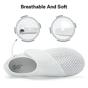 Lisdwde Womens Mens Athletic Hiking Water Shoes Quick Dry Barefoot Beach Walking Kayaking Surfing Training Shoes Mesh White 11-12 Women/9-10 Men