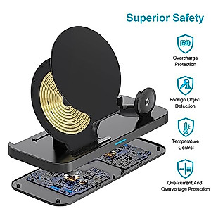 Wireless Charger, Fulsren 3 in 1 Qi-Certified Fast Charging Station Compatible Apple Watch & AirPods, iPhone 13/12/11/11Pro/11Pro Max/X/XS/XS/XR/8/8Plus, Qi-Enabled Andriod Phone(with QC3.0 Adapter)