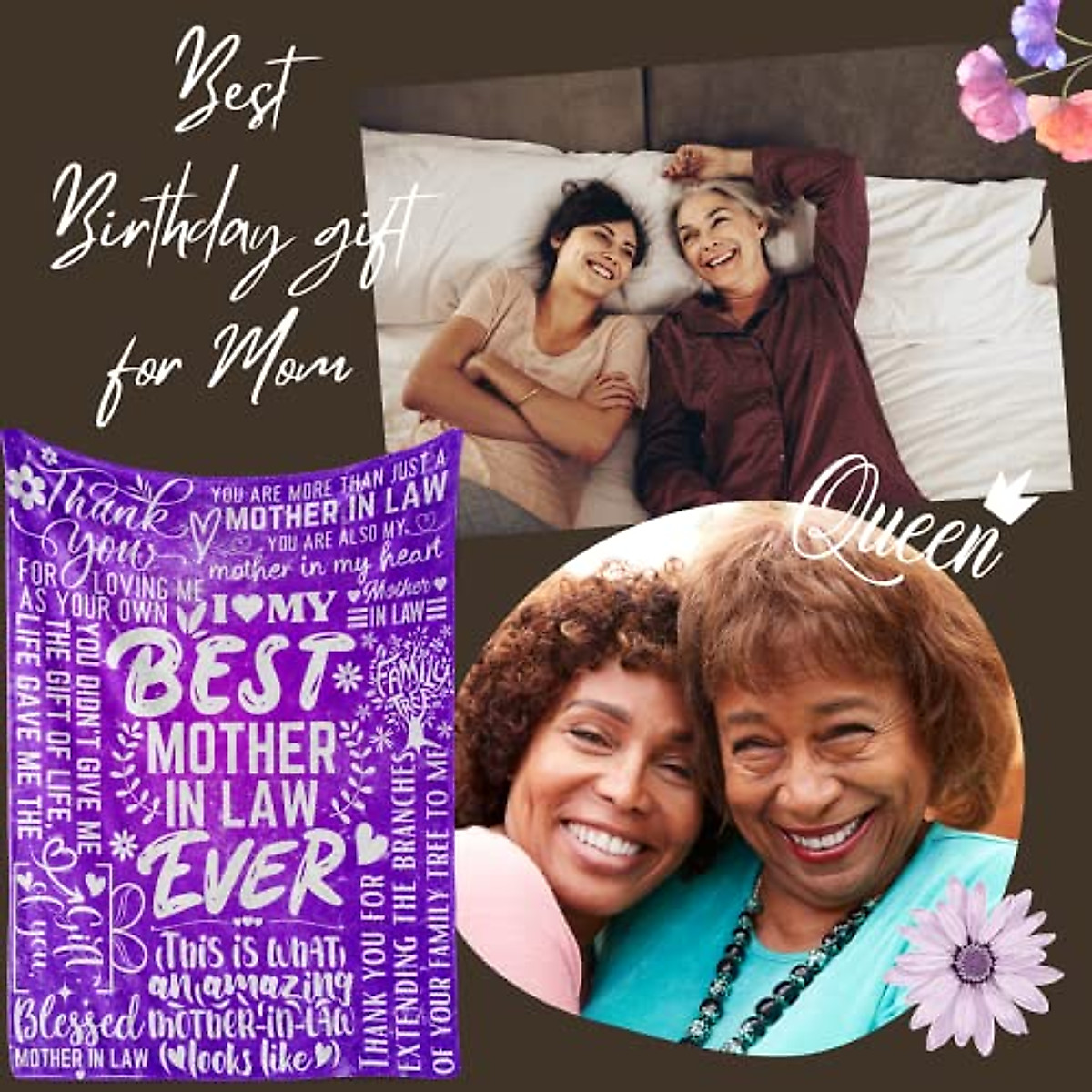 Mother in Law Gifts from Daughter, Birthday Gifts for Mother in Law, Christmas Birthday Mother's Day Thanksgiving Day, Best Mom in The World (65 X 50 Inches)