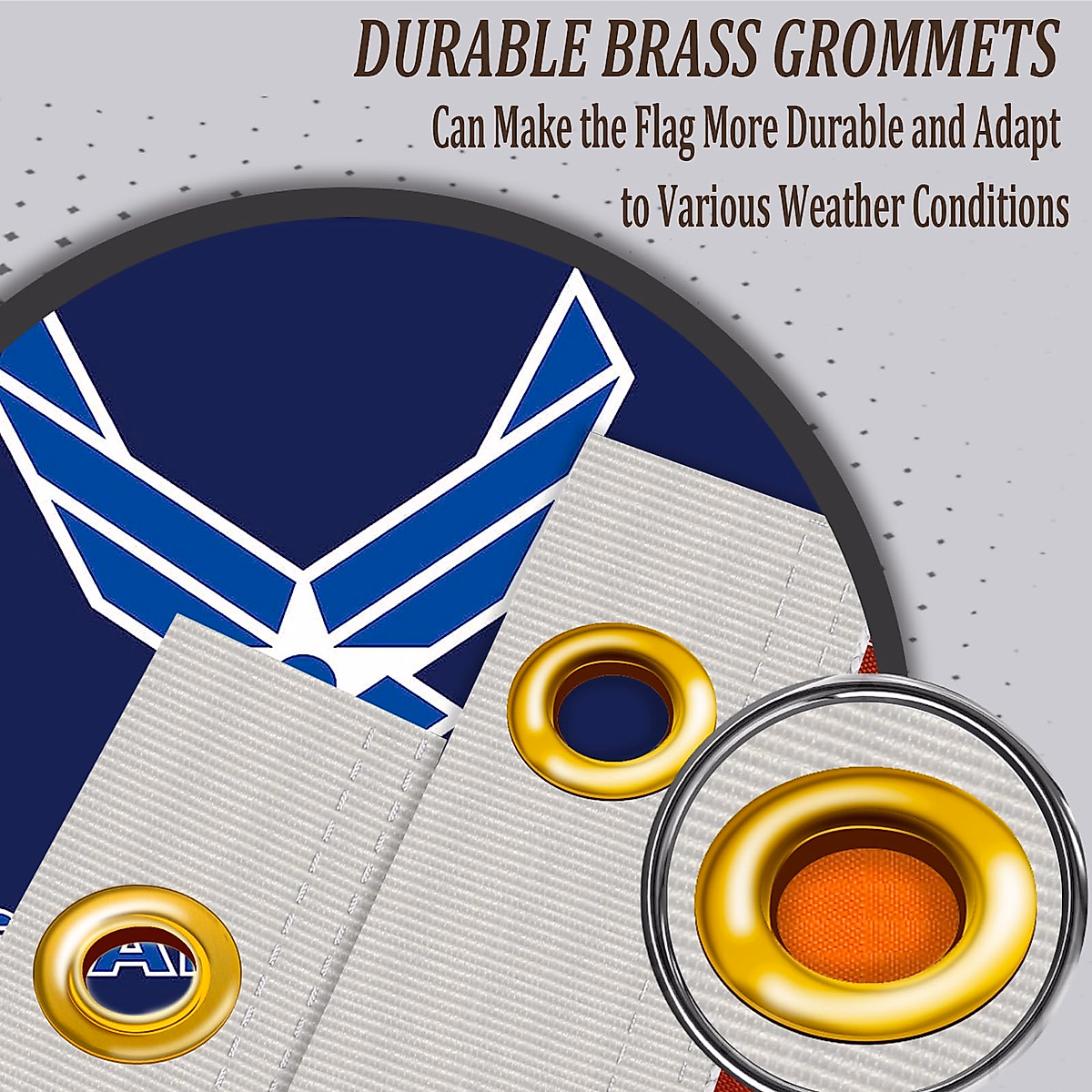 3x5 US Air Force Wings Military Flag Outdoor Double Sided Heavy Duty USAF Wings Flags 3 Ply Thick Polyester Material with 2 Metal Grommets 4 Rows of Stitching United States Airforce Wing Flags