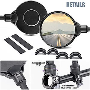 Newlight66 Bike Mirror, Adjustable Handlebar Rear View Mirrors For Mountain Road Bike Bicycle Electric Motorcycle (Black-2PC)