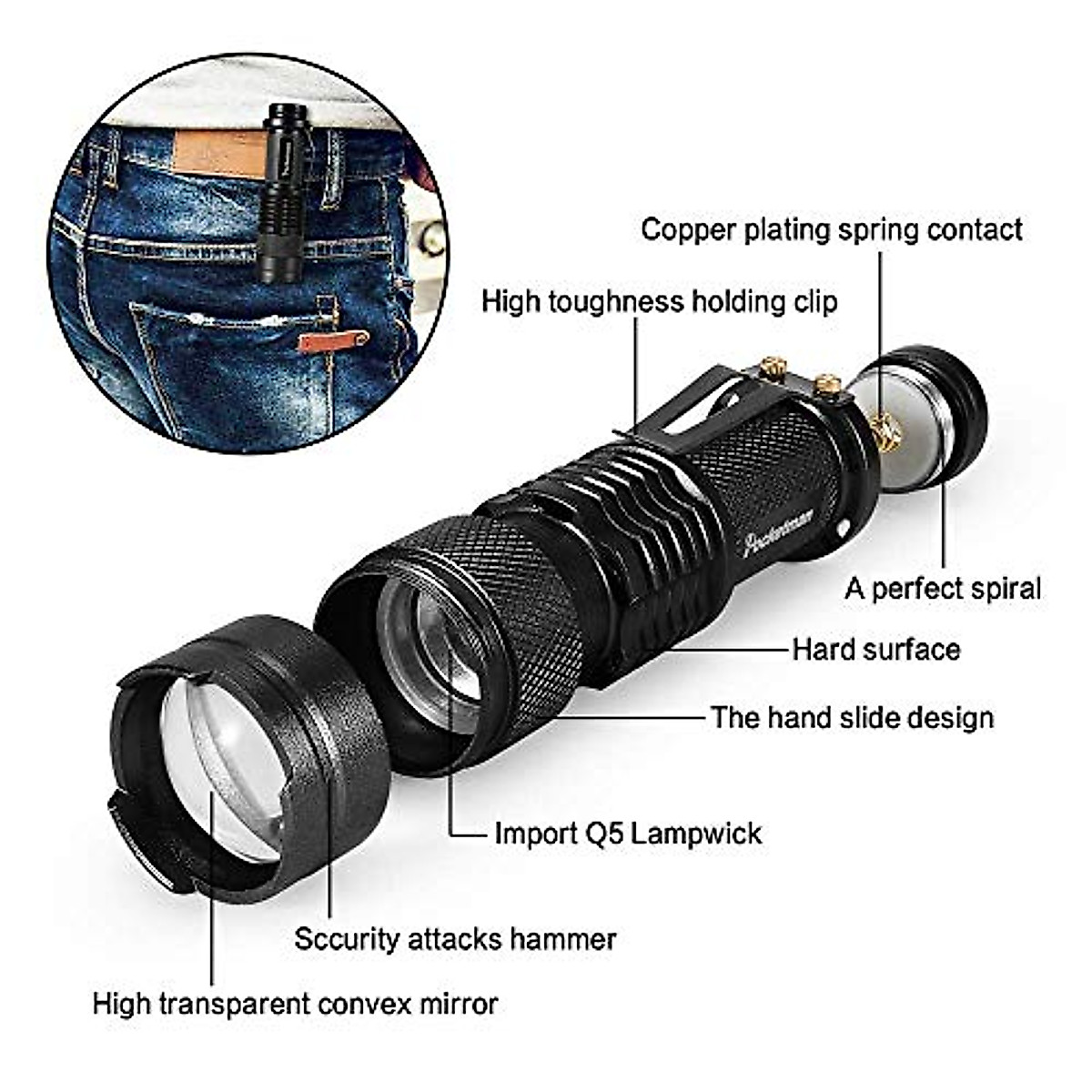 10 Pack Mini Flashlights Small LED Flashlight 300 Lumen Portable Tactical Zoomable Pocket Torch Lantern Adjustable Focus Light for Kids Child Camping Emergency Travel Hiking Torch Light