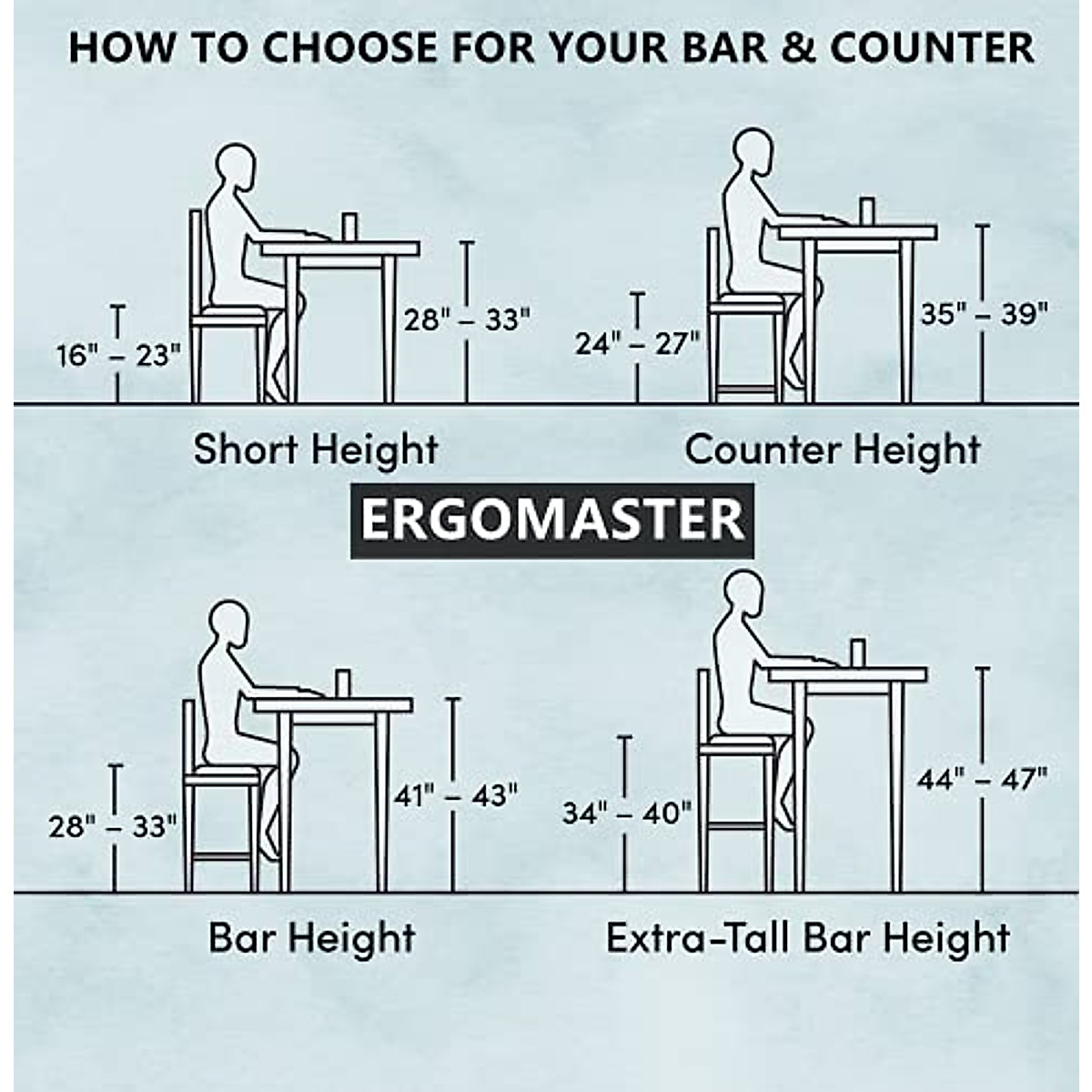 ERGOMASTER Set of 4 Cambridge Bar Stools, 24 Inch Counter Stools, Solid Wood Legs Espresso with Gray PU Cushion for Kitchen Living Room and Bar (Set of 4,24Inches White Leg