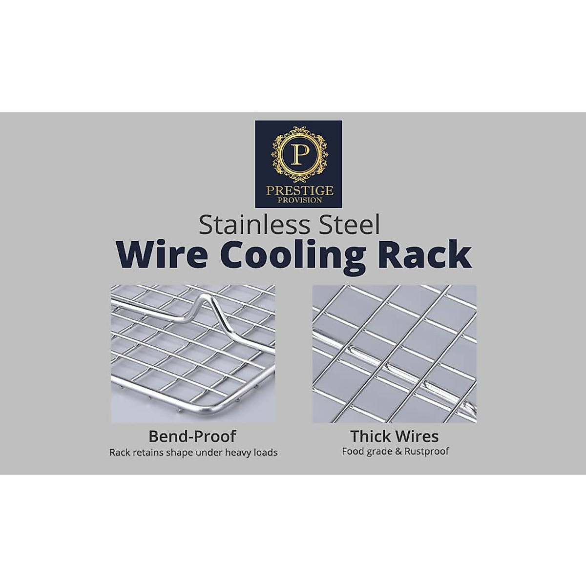 Prestige Baking Cooling Rack 11.5 x 16.5 in Cookware. Air Frying, Baking & Cooking. BPA free, food grade & thick. 100% stainless steel. Chef, professional cook approved.