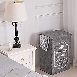 YOUDENOVA Tall Laundry Basket with Lid, 72L Large Collapsible Clothes Hamper with Handle, Freestanding Waterproof Clothes Hamper Basket for Nursery, Bedroom, Bathroom, College Dorm – Fossil