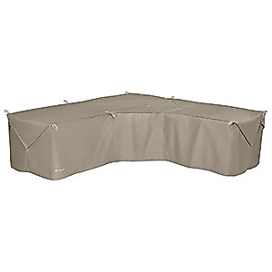 Classic Accessories Storigami Water-Resistant 100 Inch Easy Fold Patio V-Shaped Sectional Lounge Set Cover, Goat Tan, Patio Furniture Covers
