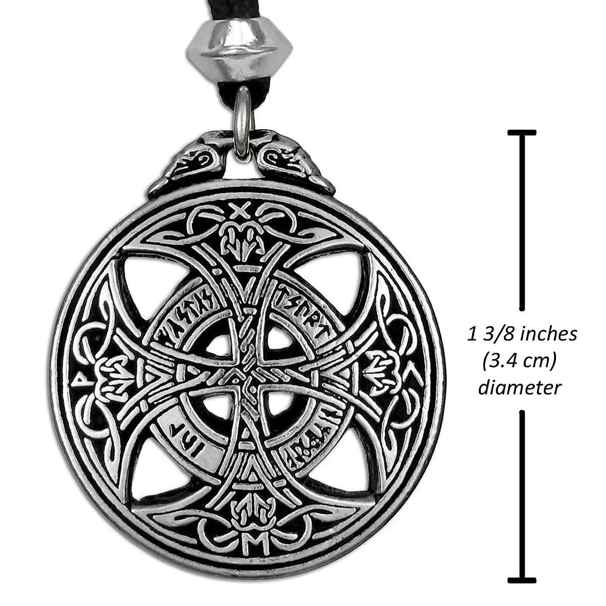 Pewter Large Celtic Love Knot Pendant Rune Necklace - 1 3/8 Inch Diameter
