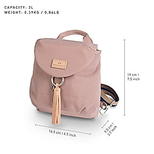 Doughnut Florence 3L Travel School Outdoor College Girls Tassel Lightweight Casual Small Daypack Mini Backpack (Light Pink)