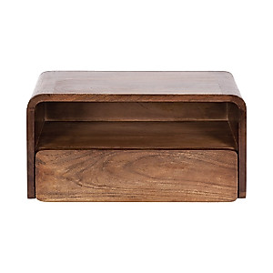 Kate and Laurel Kato Modern Wood Floating Side Table with Drawer, 18 x 10 x 9, Walnut Brown, Contemporary Wooden Floating Nightstand for Bedroom Bedside Table