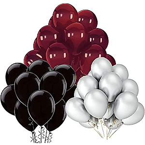 Graduation Decorations 2023 Maroon Grad Burgundy Black Balloons 30Pcs Burgundy Silver Black Balloons 2023 Burgundy Graduation Party Supplies