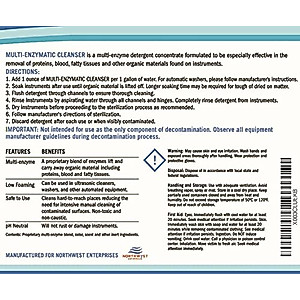 NORTHWEST ENTERPRISES Multi-Enzymatic Ultrasonic Cleaner Solution for Surgical Instrument and Equipment Reprocessing. Concentrated. One Gallon.