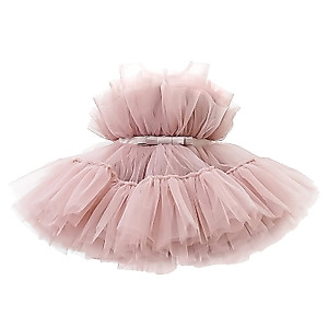 Nileafes Toddler Formal Dress Tulle Fluffy Dresses Baby Girls Princess Dress Size90 (1-2 Years,766 Pink-N)